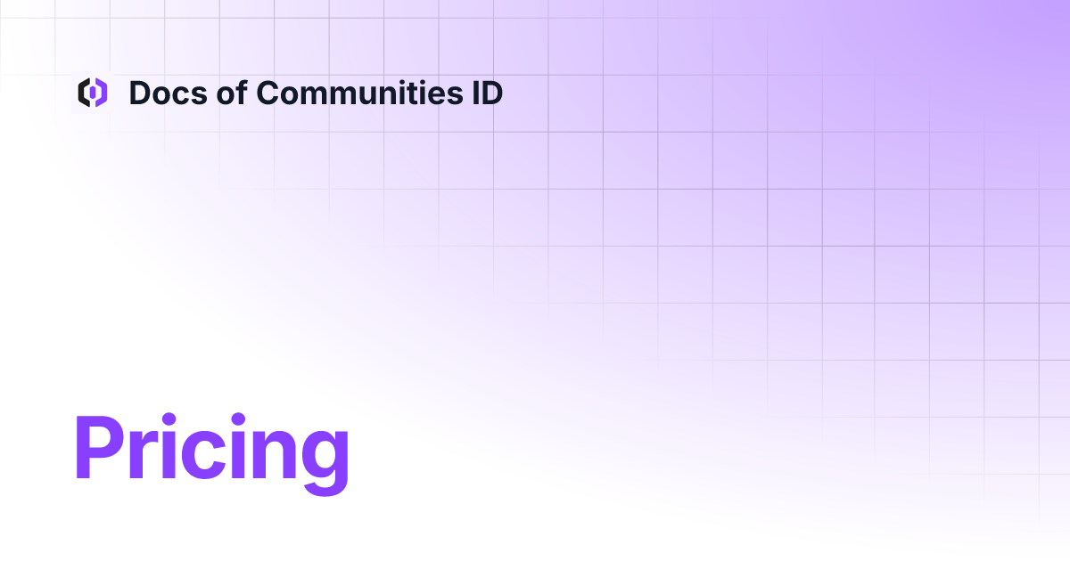 Pricing | Docs of Communities ID